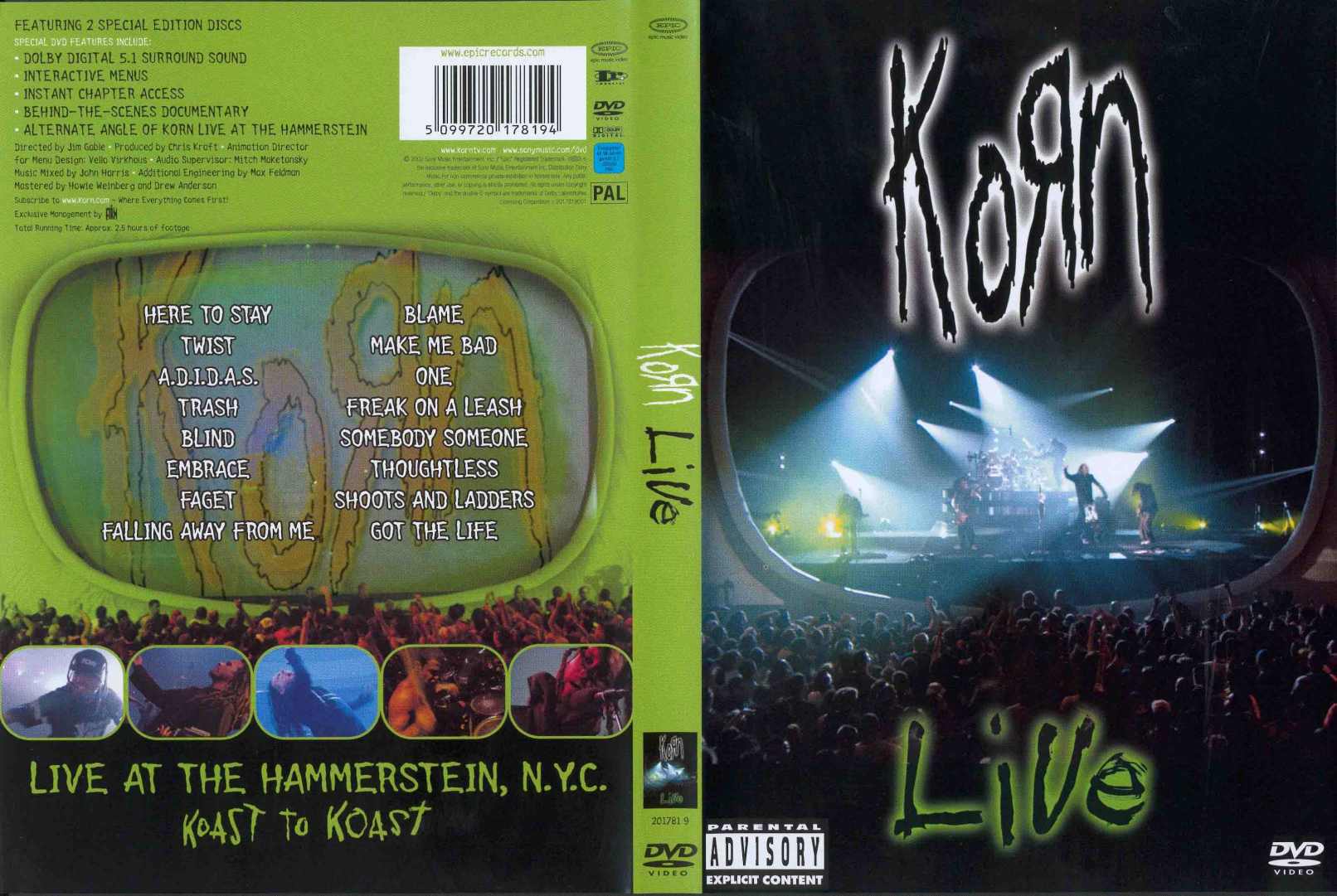 Korn Live : Front | DVD Covers | Cover Century | Over 1.000.000 Album ...